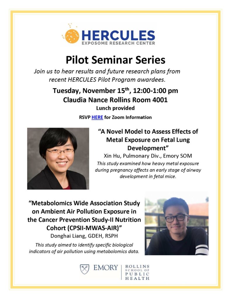 HERCULES Pilots Seminar: Xin Hu and Donghai Liang - HERCULES Exposome ...